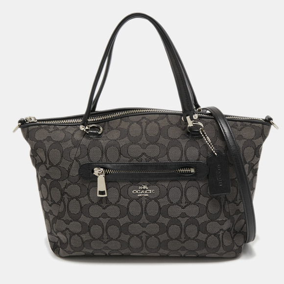 Coach | Bags | Coach Greyblack Signature Canvas And Leather Prairie ...